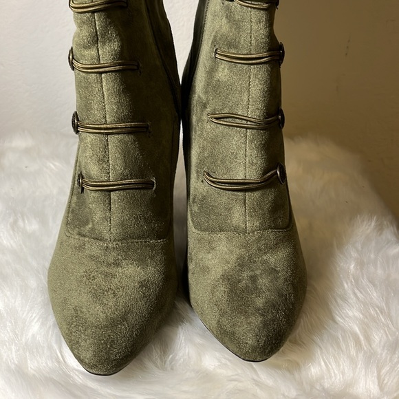 Rialto | Shoes | Rialto Chung Faux Suede Midcalf Booties Olive Green ...